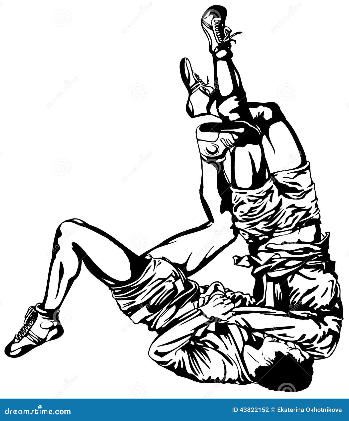 Sparring Of Two Sambo Fighters In Red And Blue Cartoon Vector ...