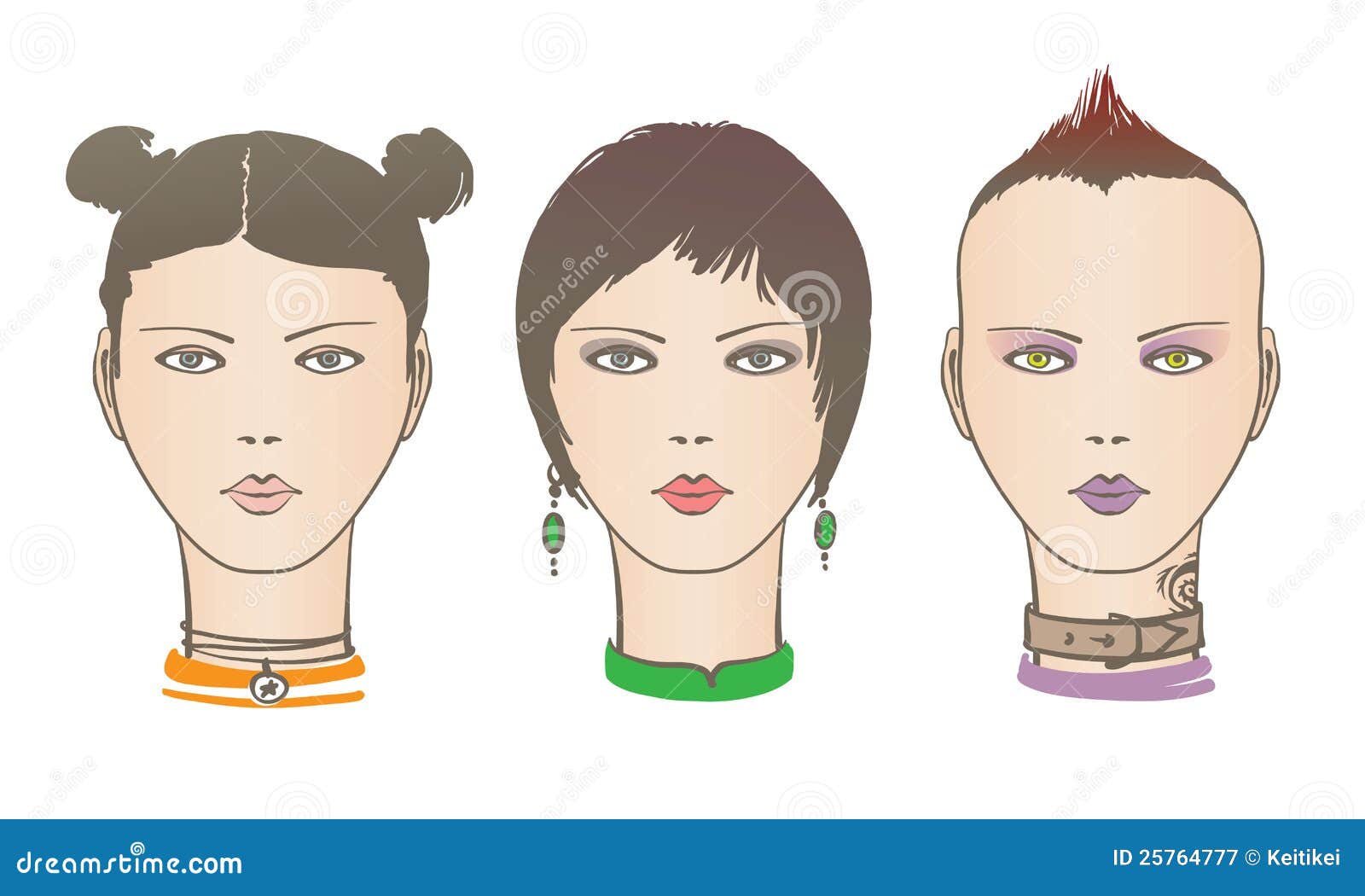 Same face different style stock vector. Illustration of beauty - 25764777