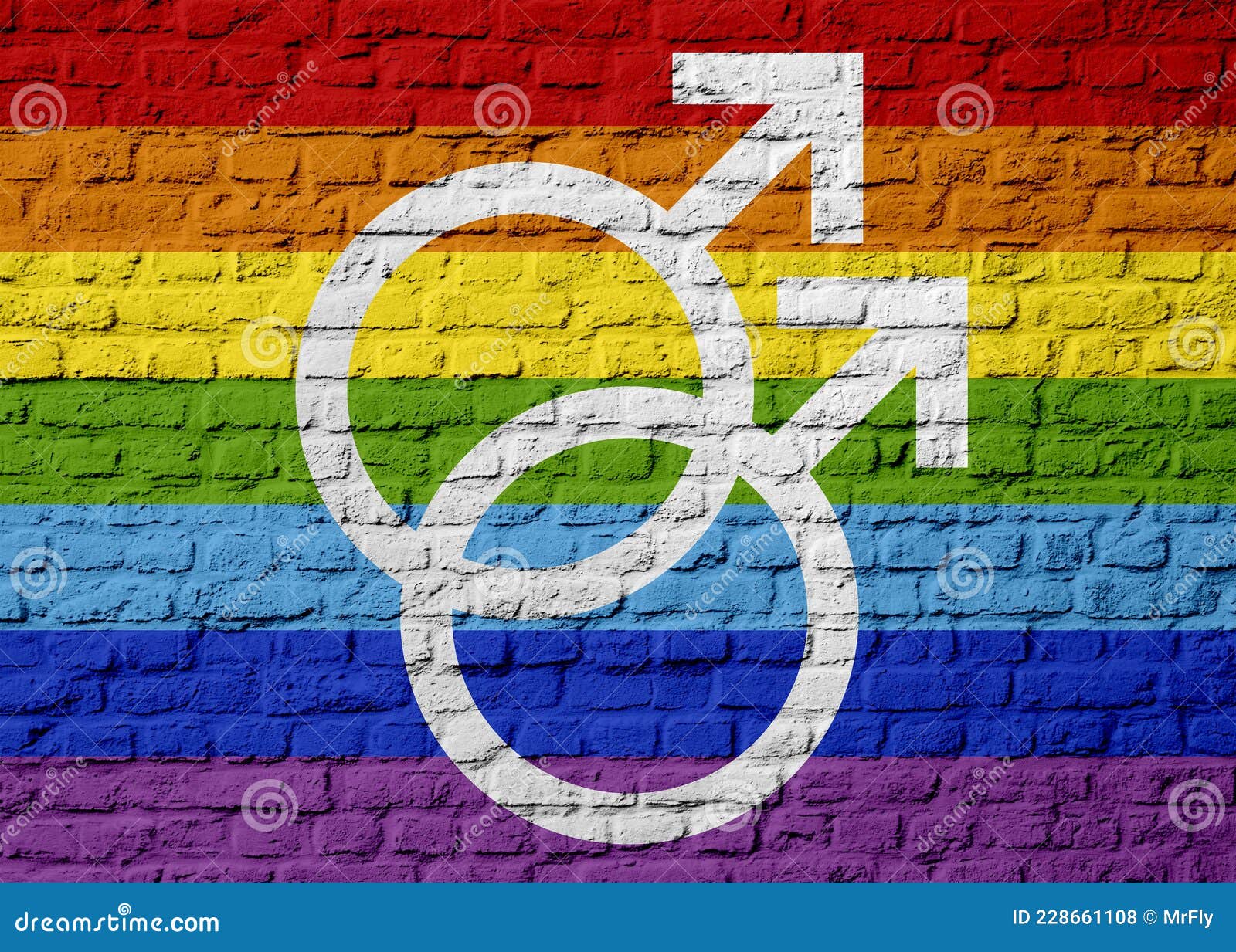 Same Gender Rainbow on Brick Wall, Background Texture Stock Photo ...