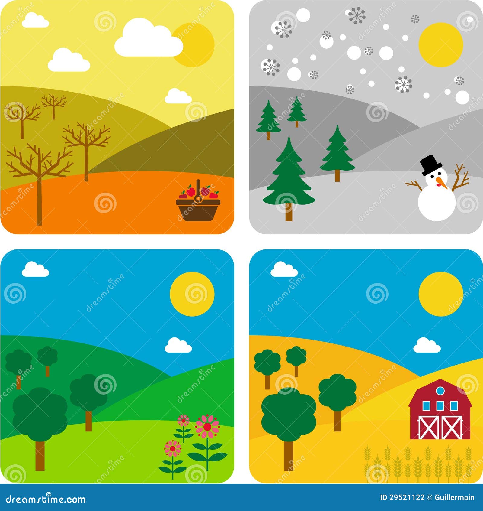 The Same Landscape, the Four Seasons Stock Vector - Illustration of ...