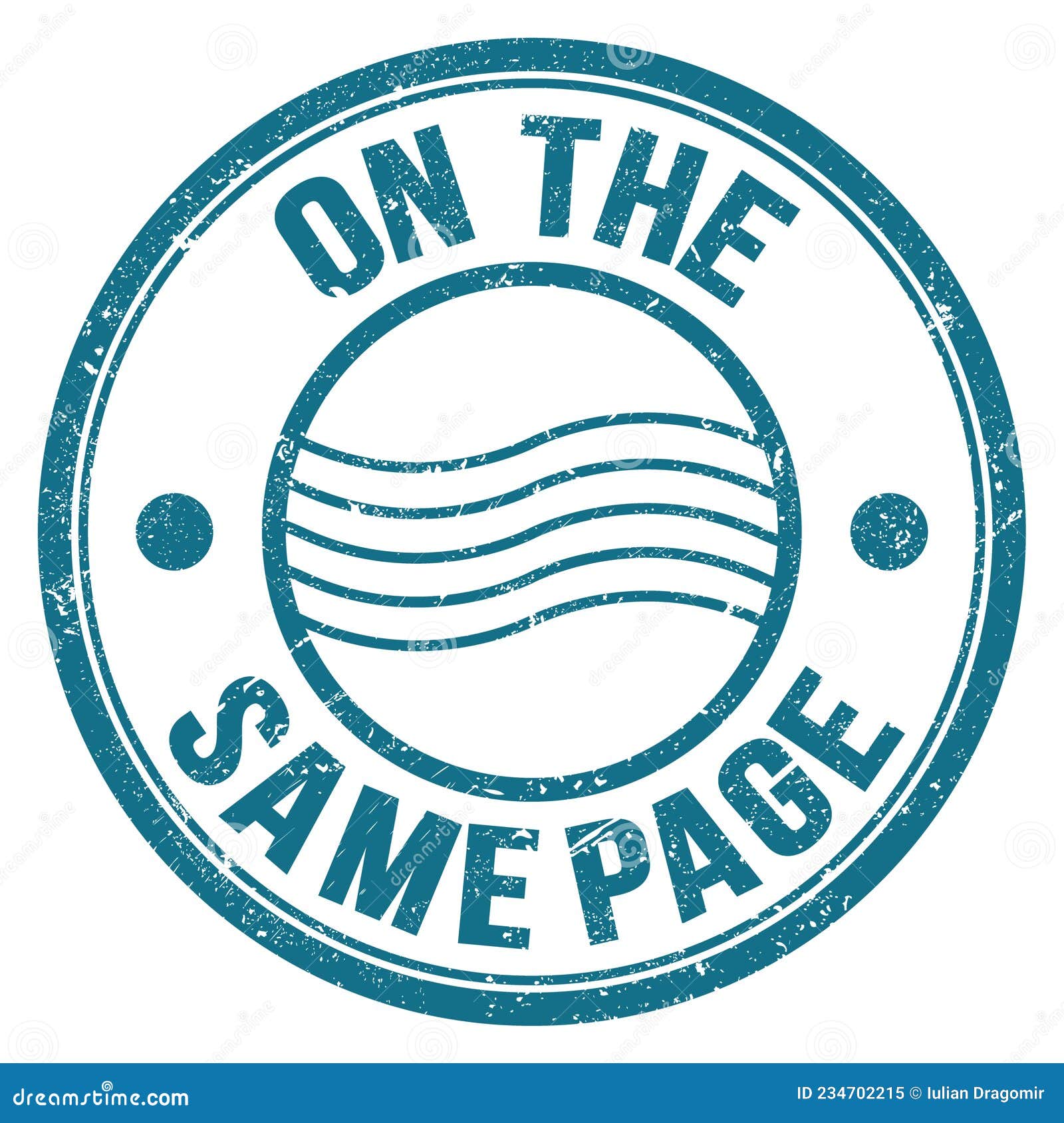 On the SAME PAGE Text on Blue Round Postal Stamp Sign Stock ...