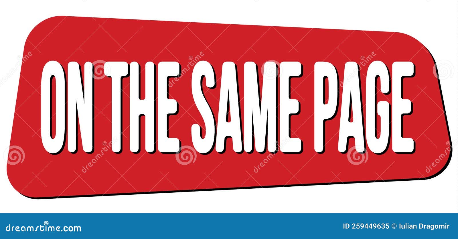 On the SAME PAGE Text on Red Trapeze Stamp Sign Stock Illustration ...