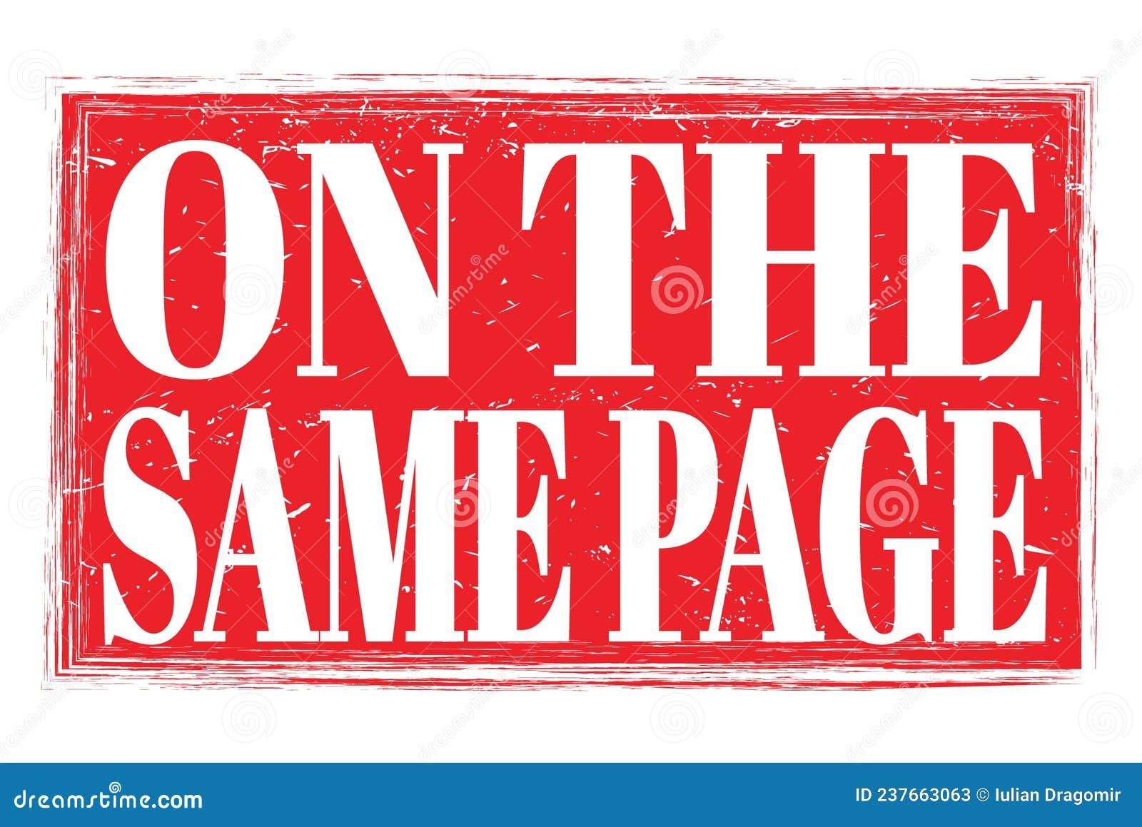 On the SAME PAGE, Words on Red Grungy Stamp Sign Stock Illustration ...