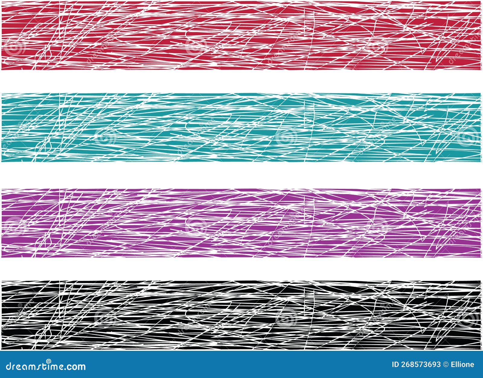 Variations of a Set of Identical Banners, Scratched with Tool a Knife ...