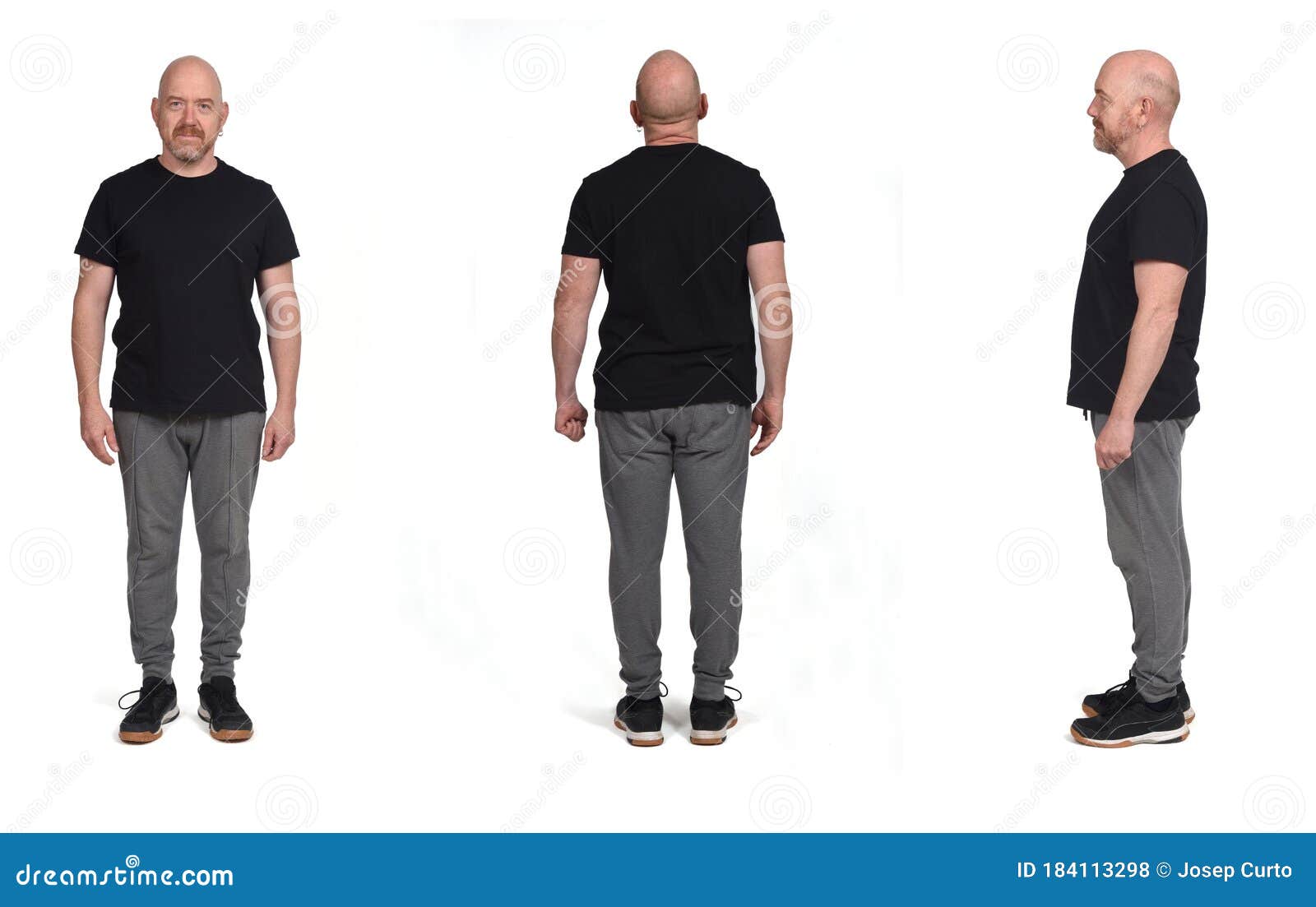 The Same Person Face Profile and Back with Sportswear Stock Photo ...