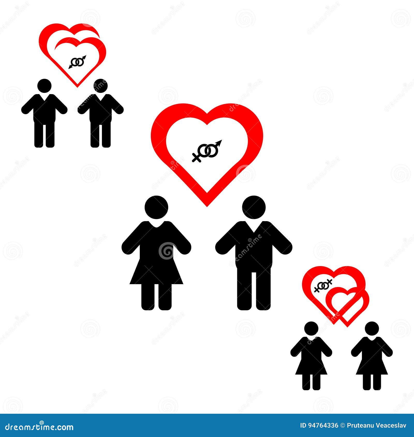 Same Sex Couples Flat Icon Sign Same Sex Couples Gay Marriage