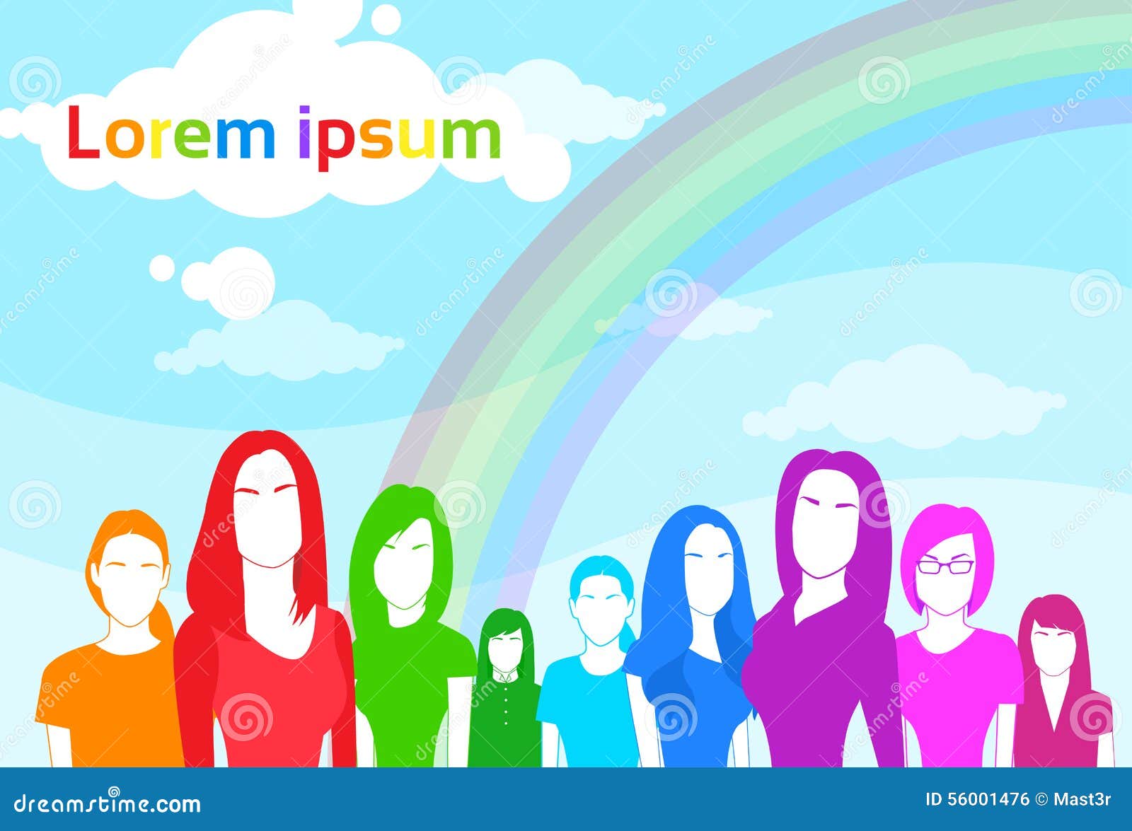 Same Sex Lesbian Female People Group Colorful Stock Vector