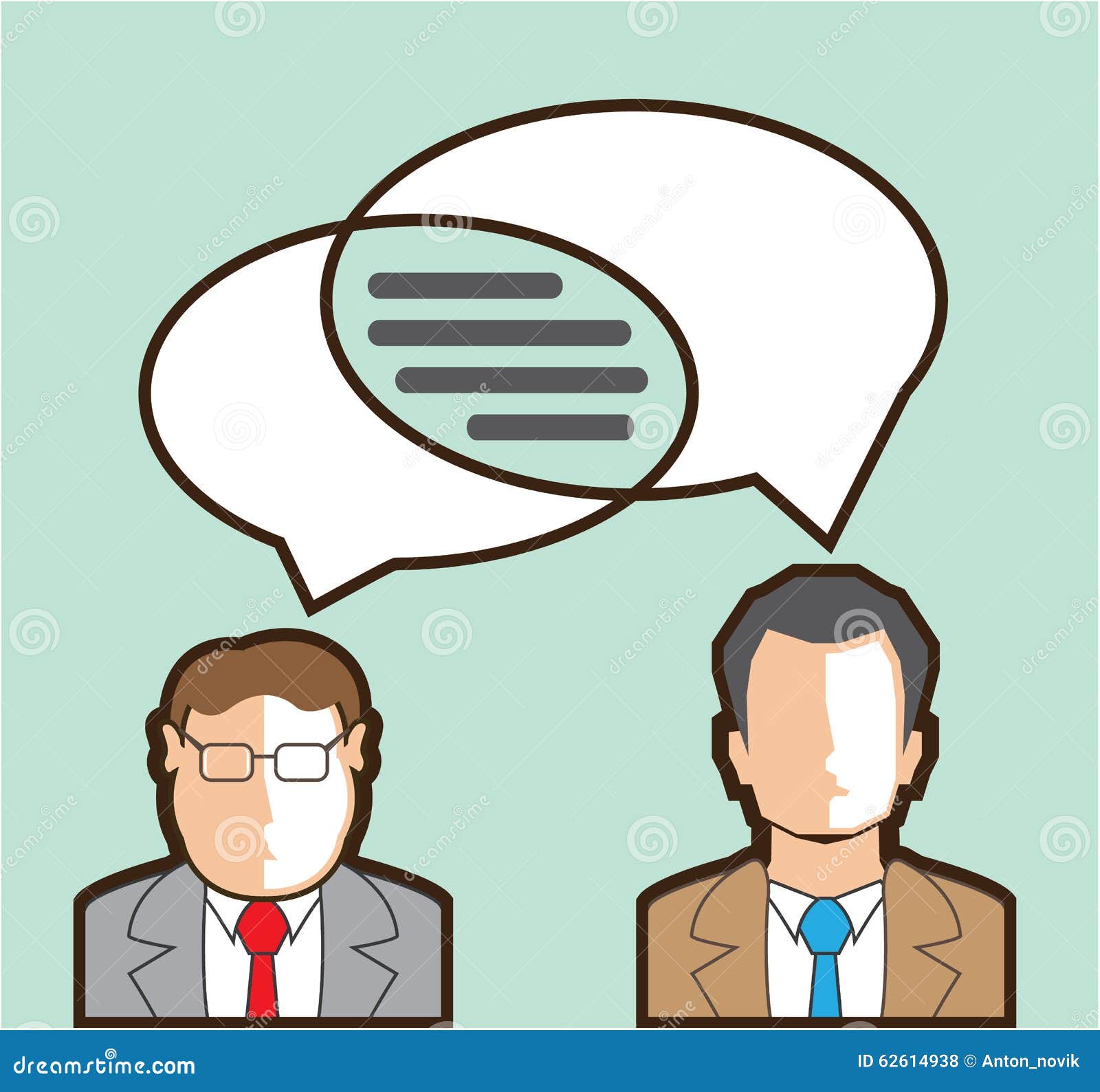 Same Thoughts Vector Illustration Men Talking Business Stock Vector ...
