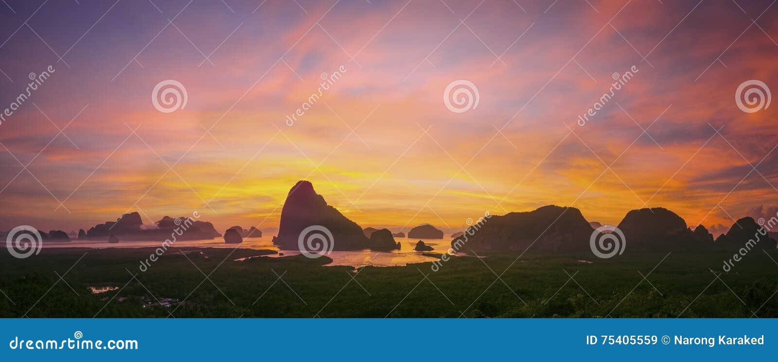 Samed Nang she panorama. stock image. Image of travel - 75405559