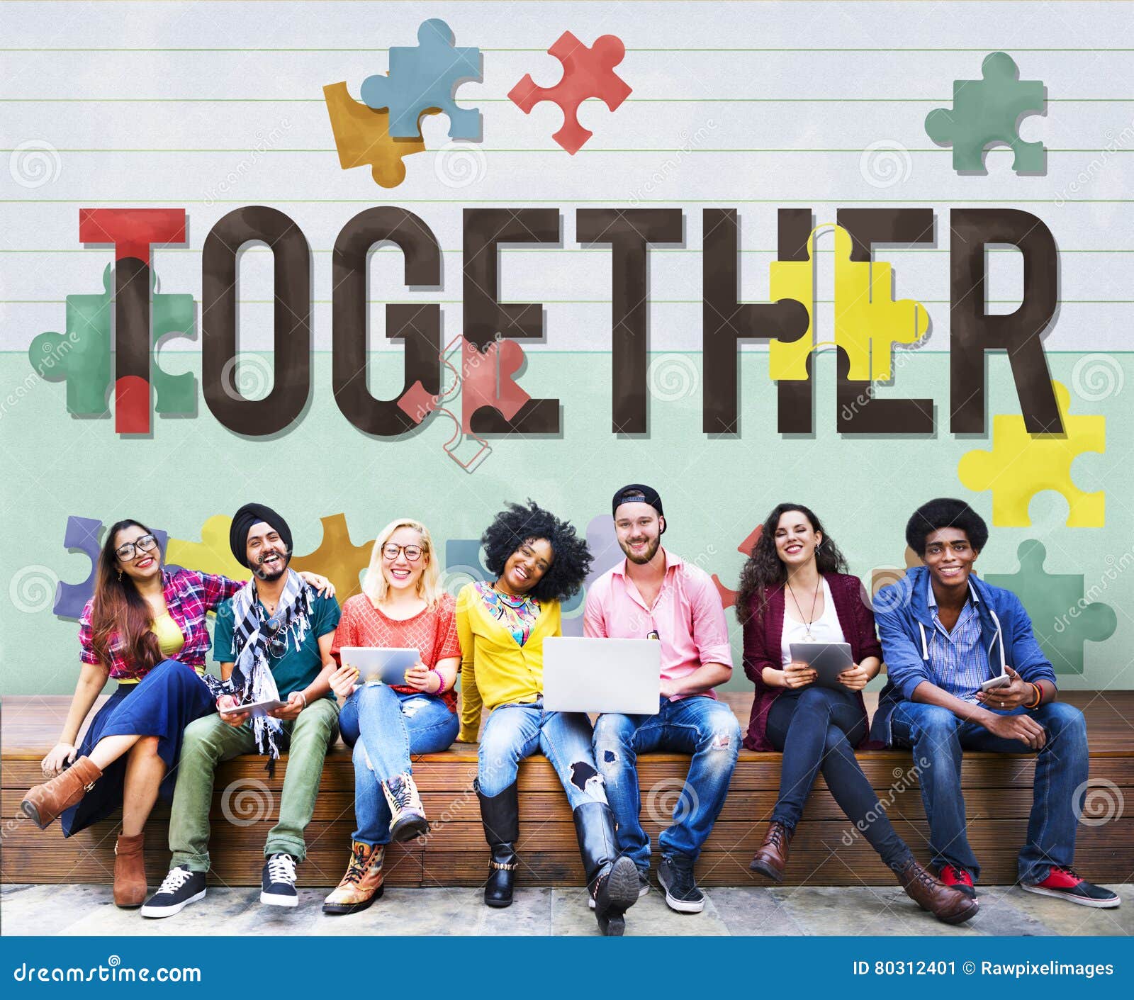 Samen Samenhorigheid Team Teamwork Connection Concept Stock Afbeelding ...