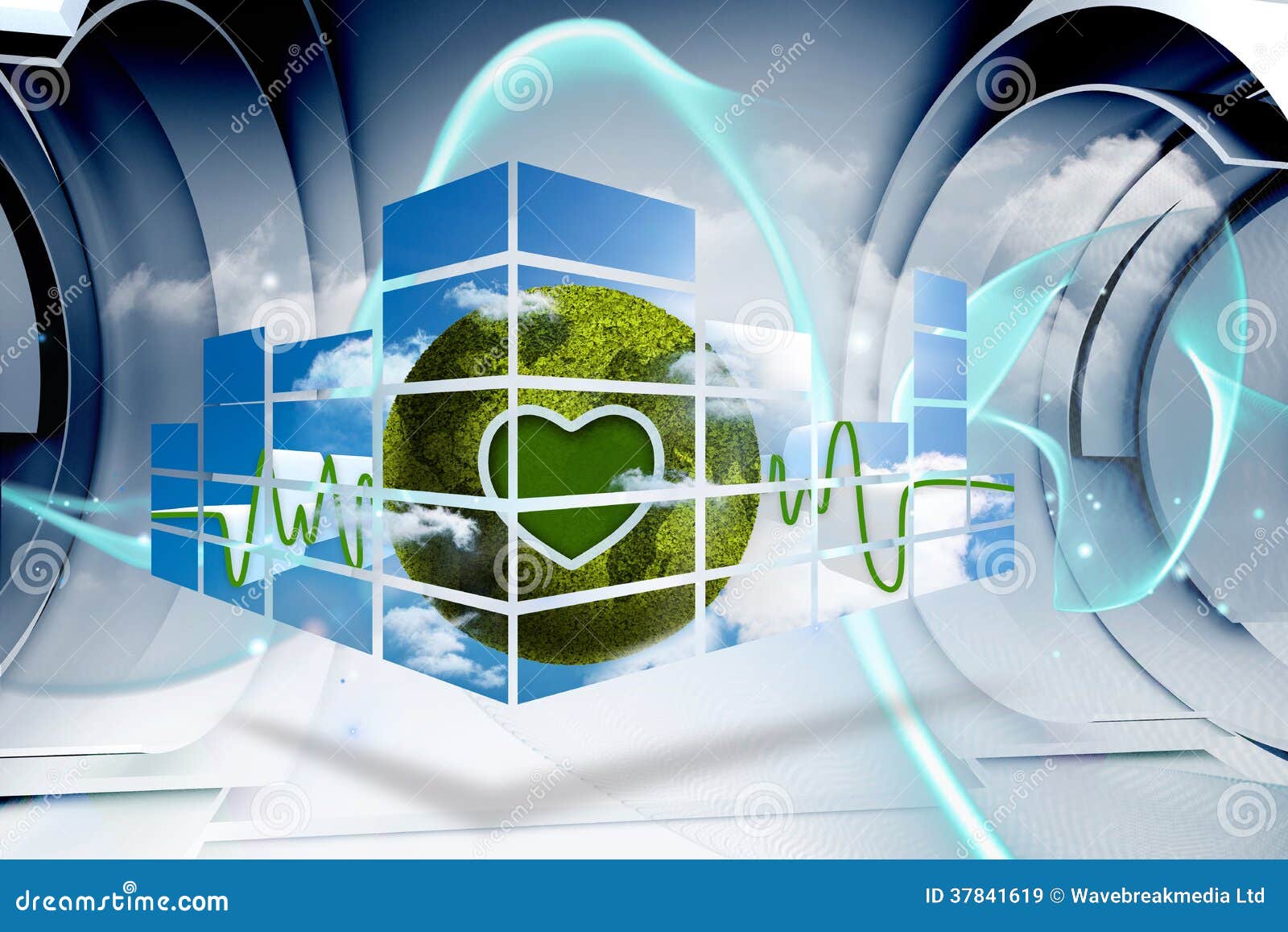 Samengesteld Beeld Van Groene Aarde Op Het Abstracte Scherm Stock ...