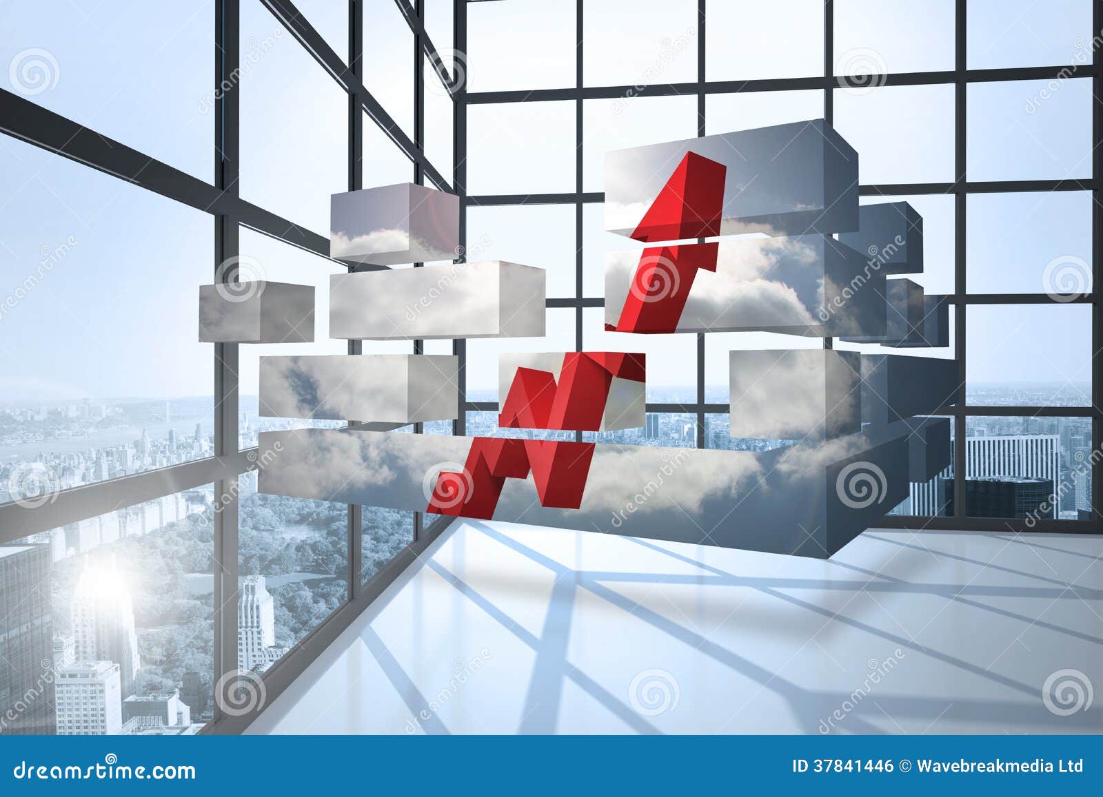 Samengesteld Beeld Van Pijl in Hemel Op Het Abstracte Scherm Stock ...