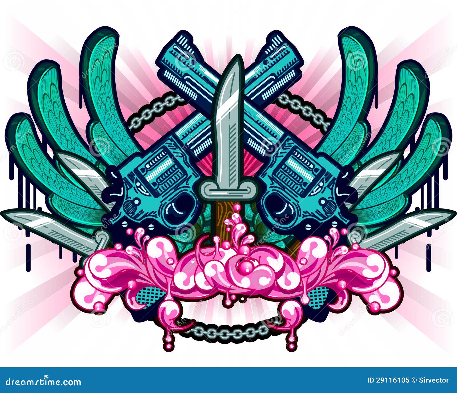 Samenstelling Met Kanonnen En Mes Stock Illustratie - Illustration of ...