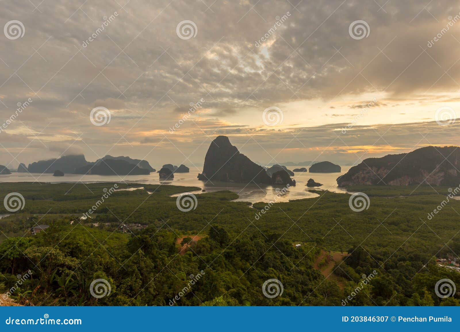 Samet Nangshe Viewpoint at Sunrise in Thailand Stock Image - Image of ...