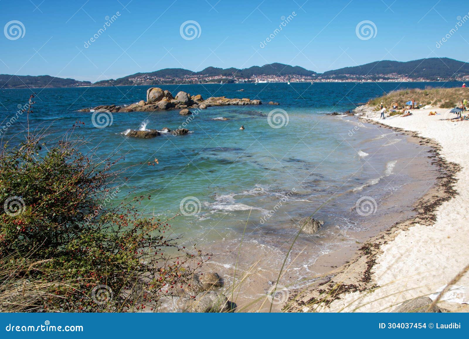 Samil Beach at Vigo in Galicia Stock Photo - Image of samil, pontevedra ...