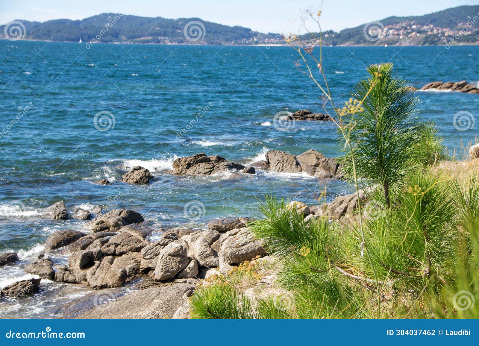 Samil Beach at Vigo in Galicia Stock Photo - Image of pontevedra, sand ...