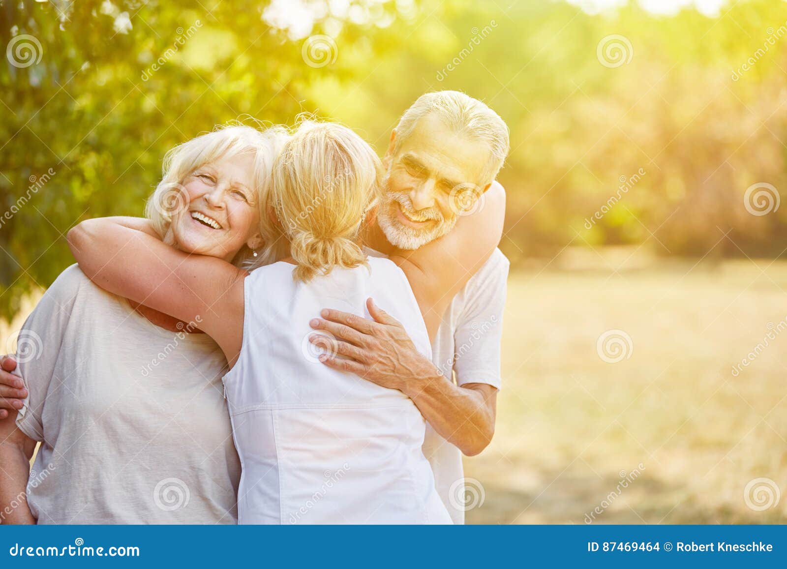 Samiling Senior Citizens Greet Each Other with Joy Stock Photo - Image ...