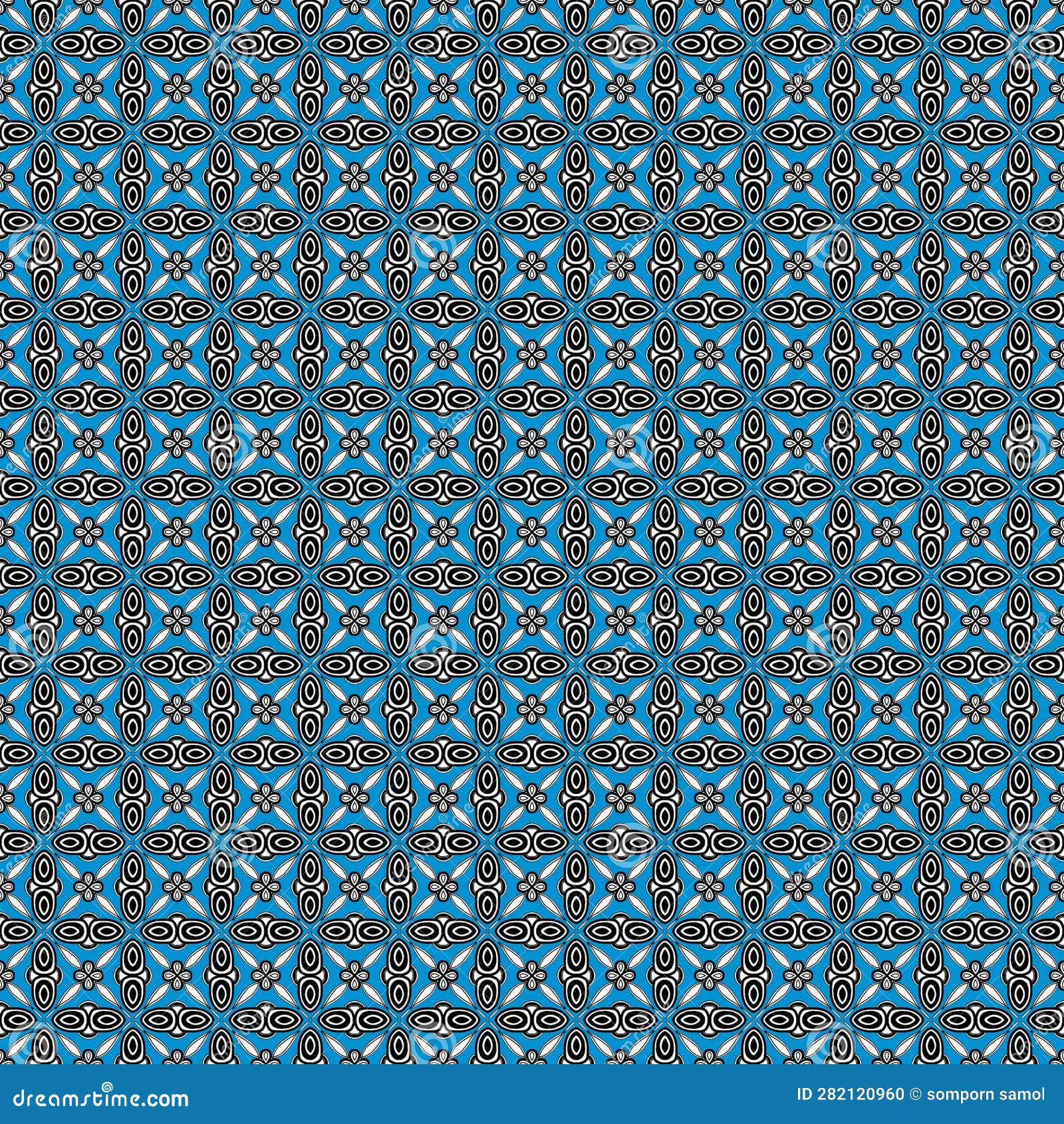 Samless Pattern, Black, White, Blue Background Stock Illustration ...