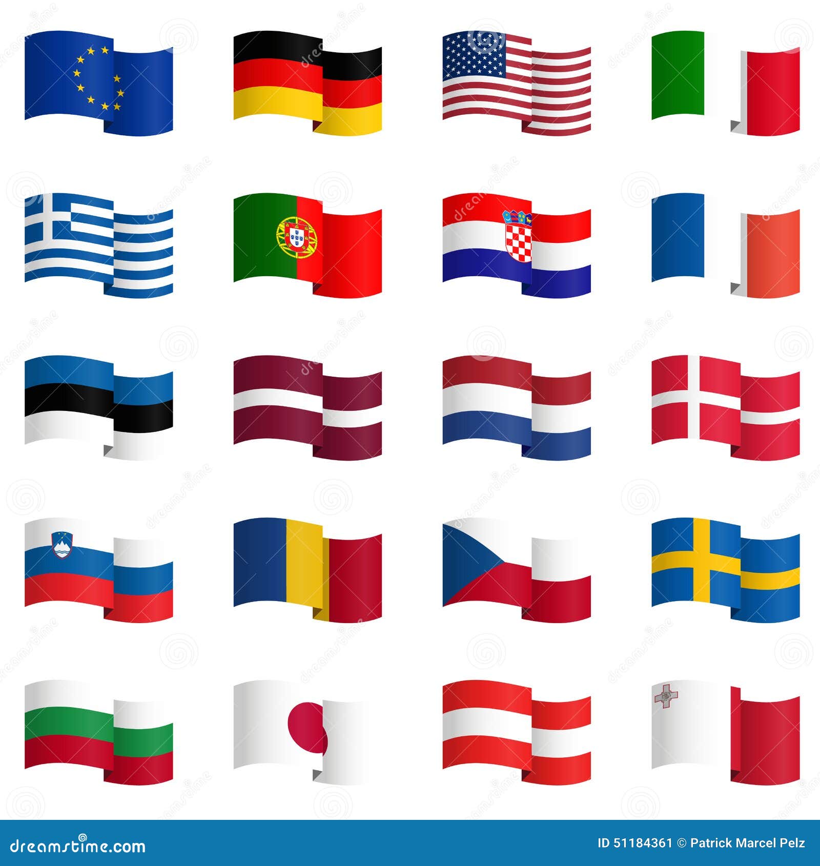 Samling av landsflaggor 1 vektor illustrationer. Illustration av stor ...