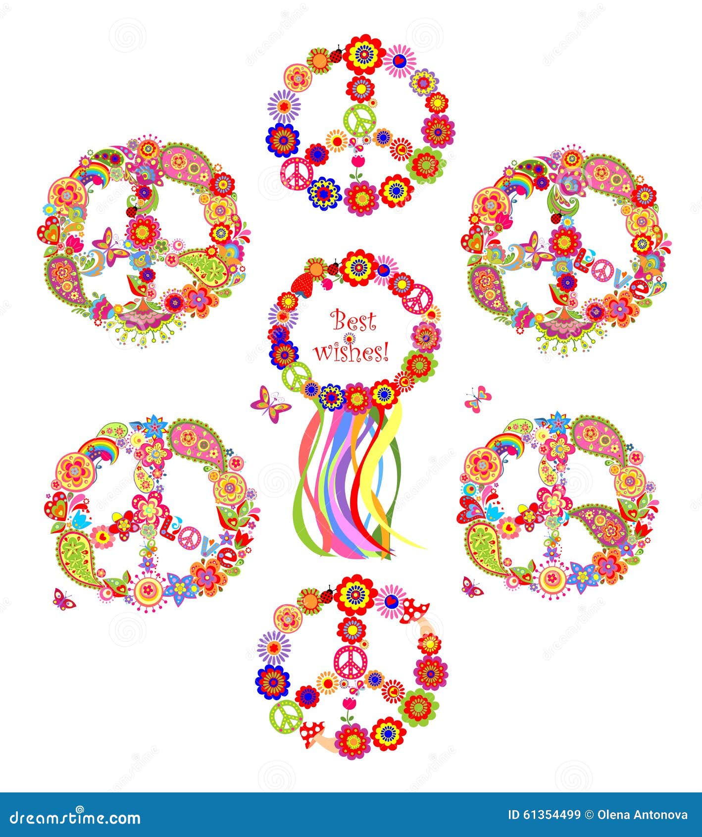 Samlingen Av Fred Blommar Symboler Vektor Illustrationer - Illustration ...