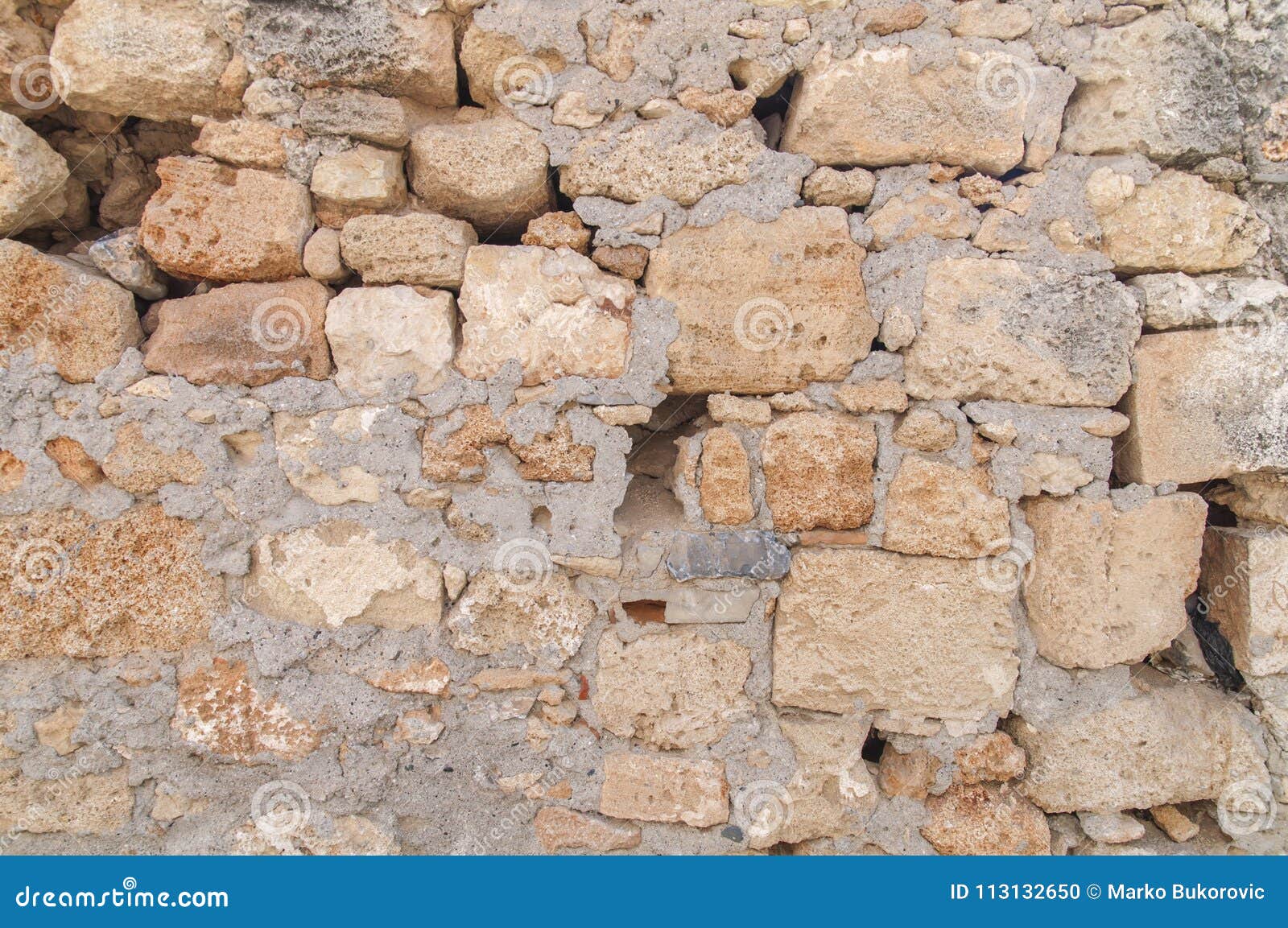 Samlles Pattern Of Aged Castle Wall Stone Texture In The Greek Town ...