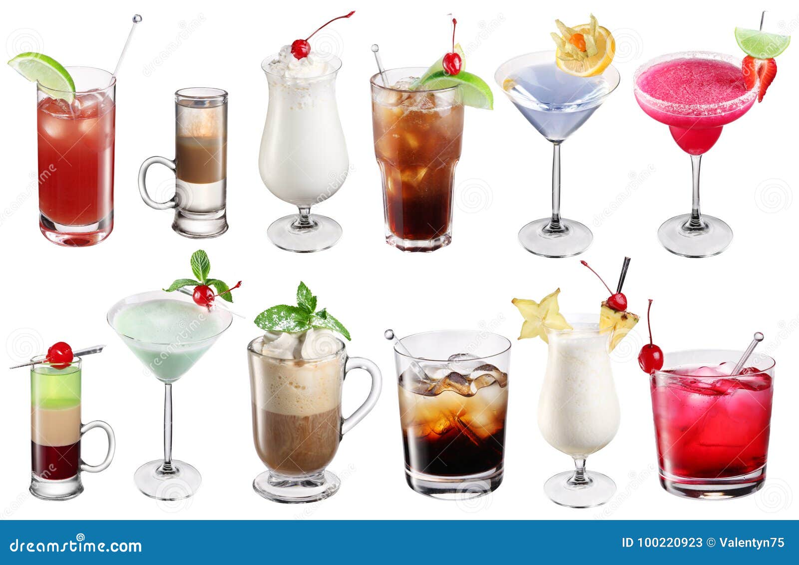 Sammlung bunte Cocktails stockbild. Bild von cocktail - 100220923