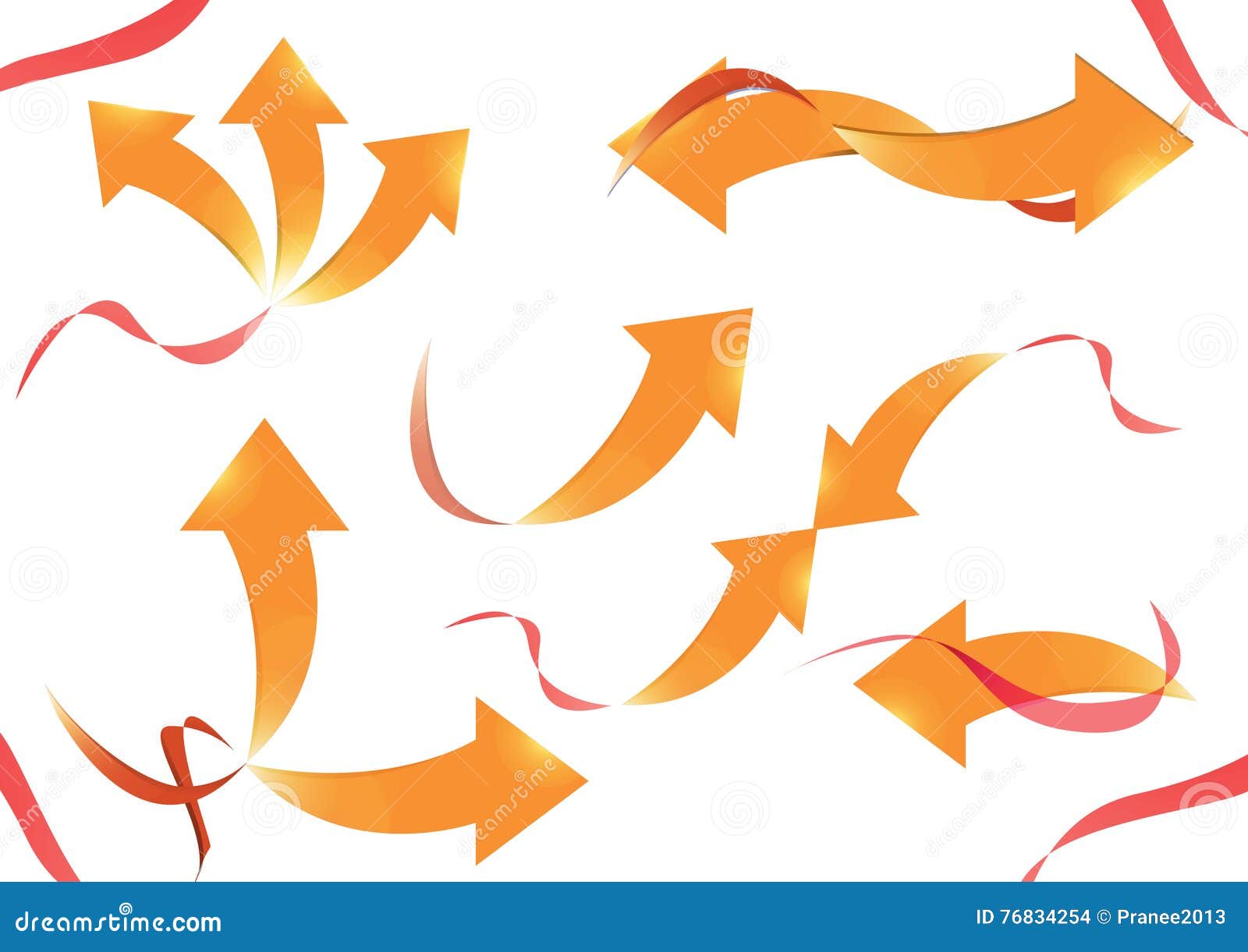 Sammlung gebogene Pfeile vektor abbildung. Illustration von farbband ...