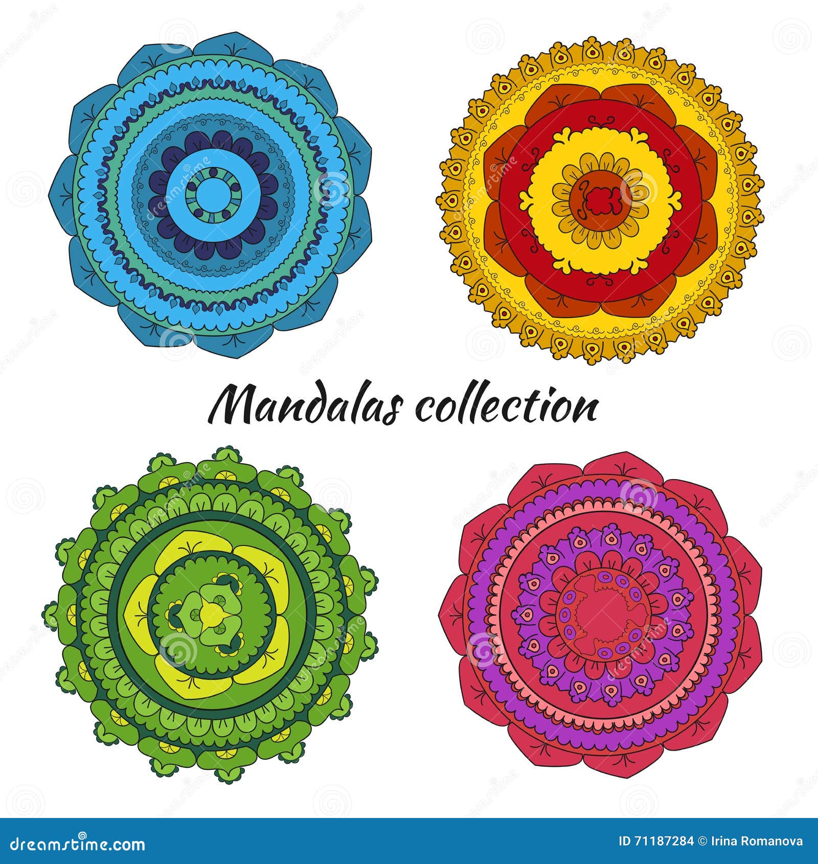 Sammlung Hand Gezeichnete Mandalen Stock Abbildung - Illustration von ...