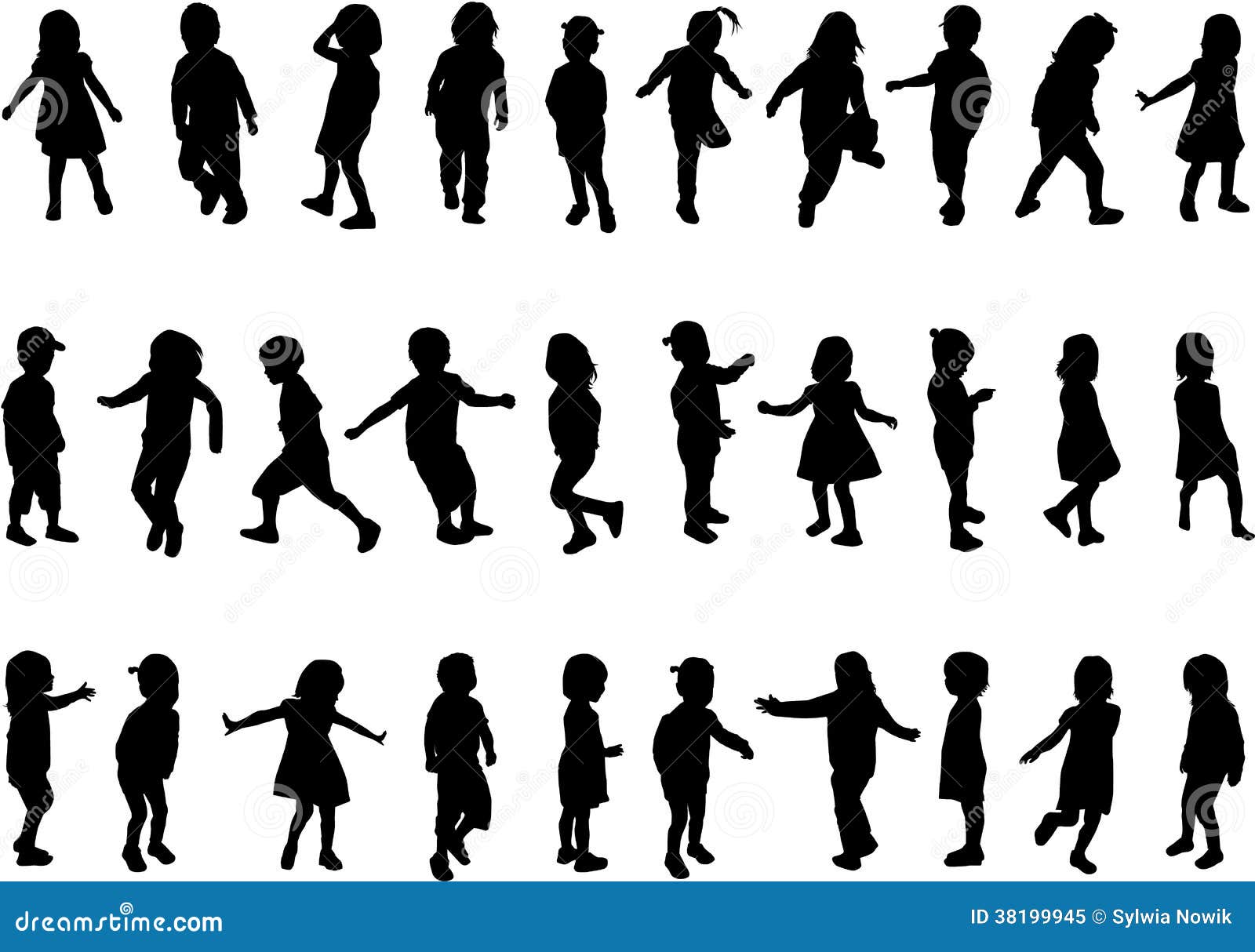 Sammlung Schattenbilder Von Kindern Vektor Abbildung - Illustration von ...