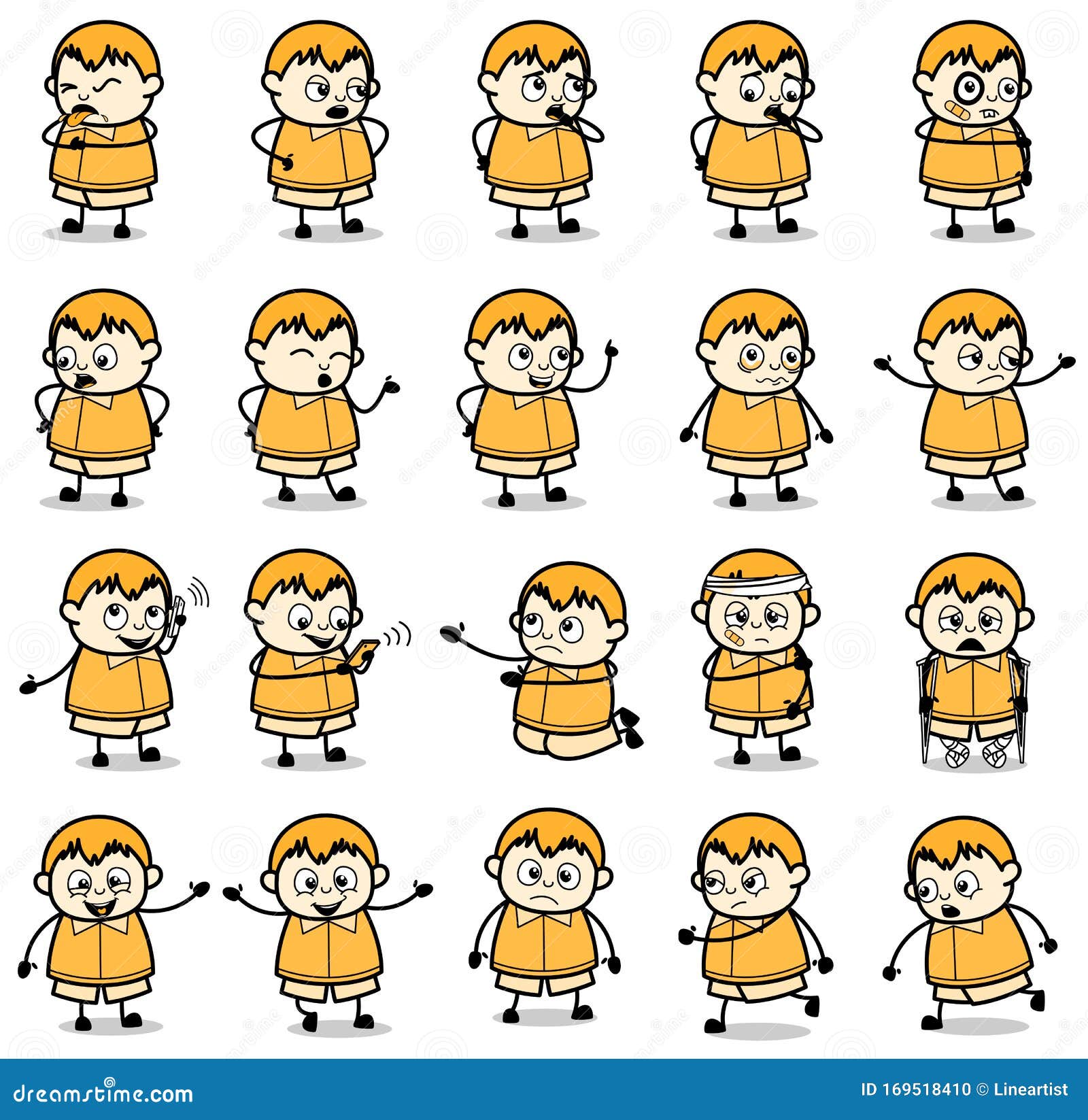 Sammlung Von Vintage Fat Boy Poses - Set of Concepts Vector ...