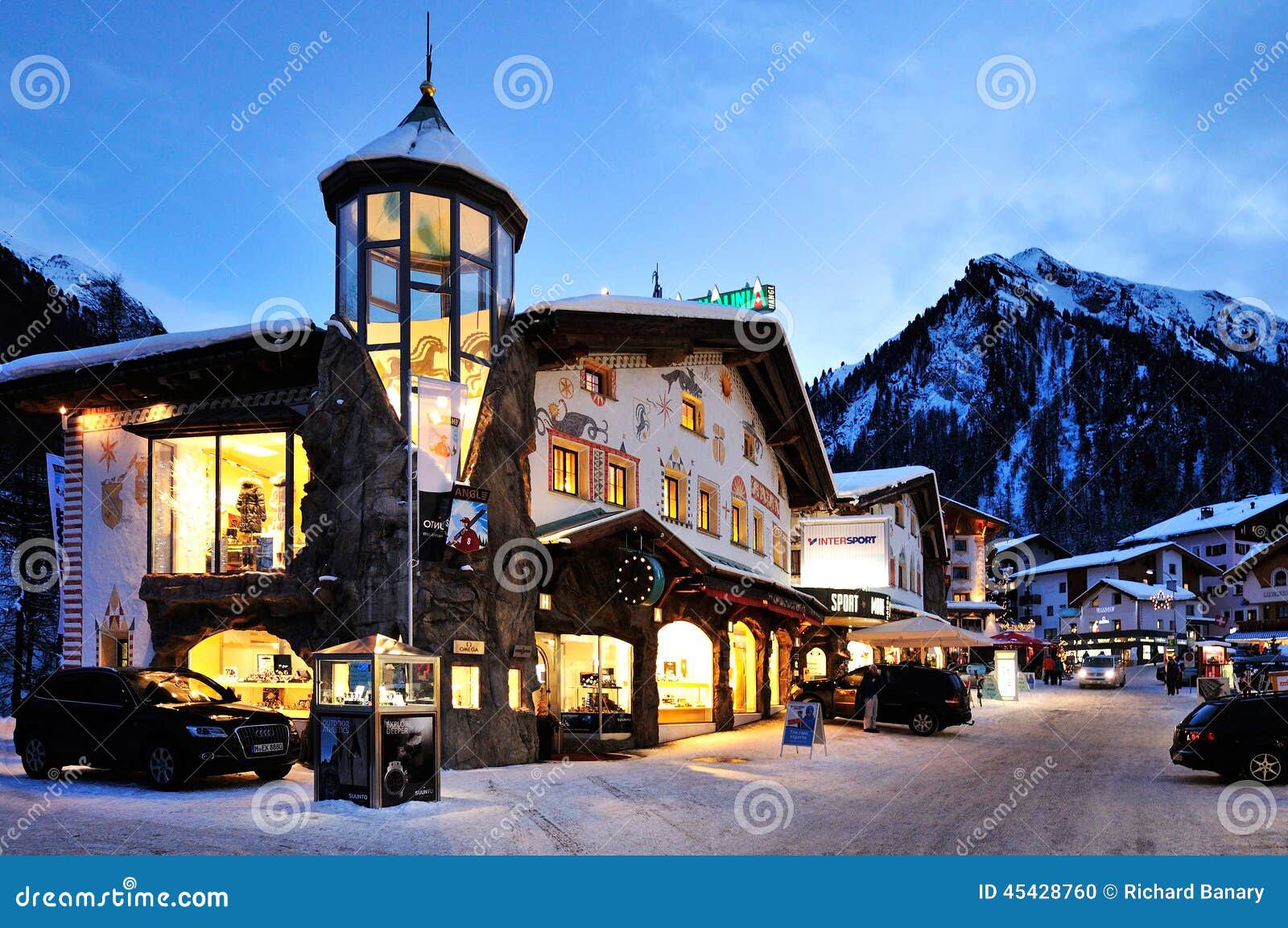 Samnaun editorial image. Image of roofs, houses, mountain - 45428760