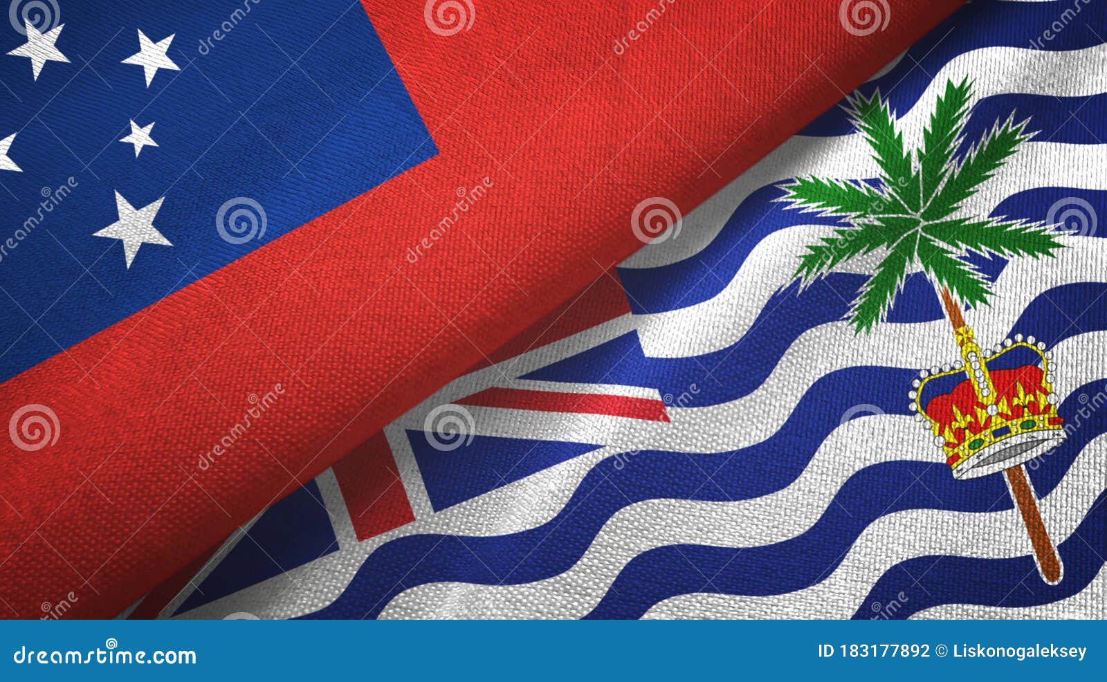 Samoa and British Indian Territory Two Flags Textile Cloth, Fabric ...