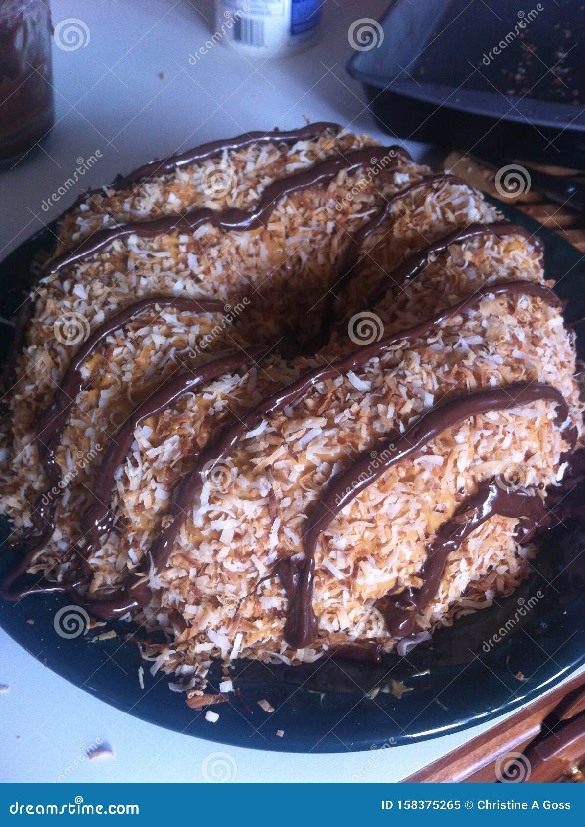 Samoa cake stock image. Image of cake, homemade, bundt - 158375265