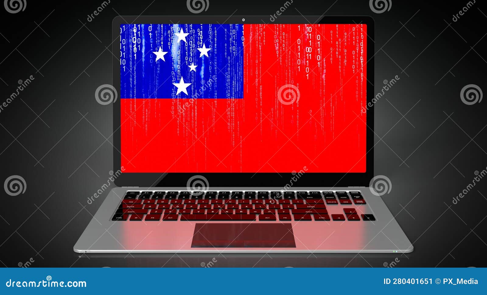 Samoa - Country Flag and Binary Code on Laptop Screen Stock ...