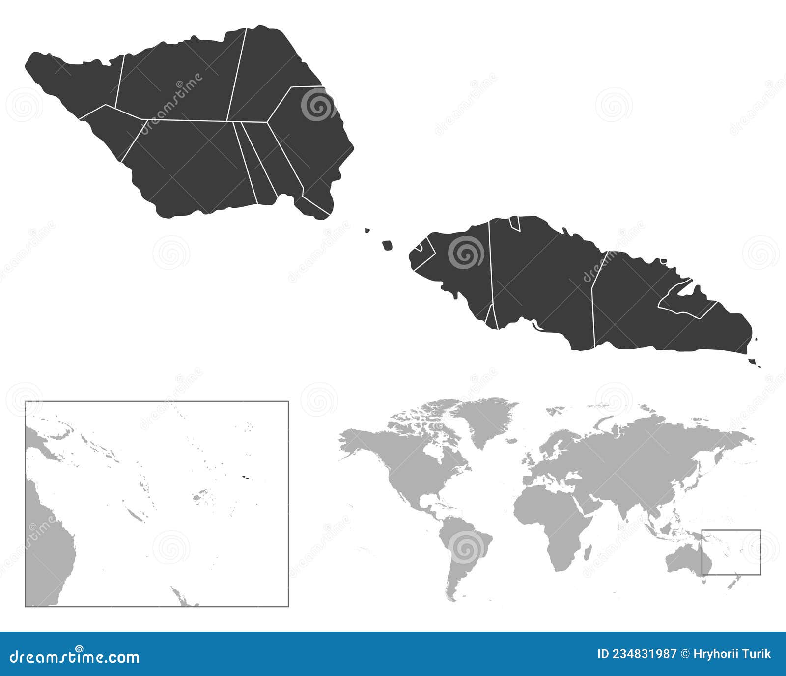 Samoa - Detailed Country Outline And Location On World Map. Royalty ...