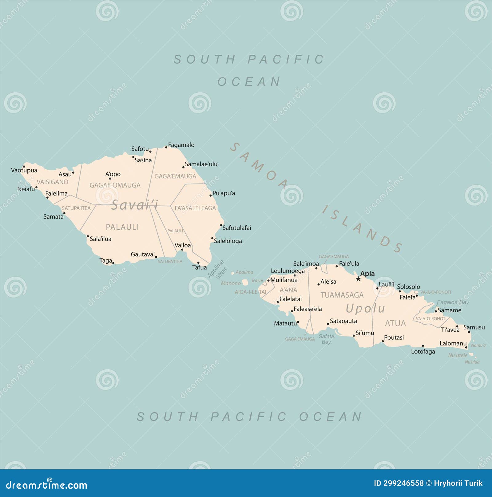 Samoa Detailed Map Highlighted On Blue Rounded World Map Vector ...