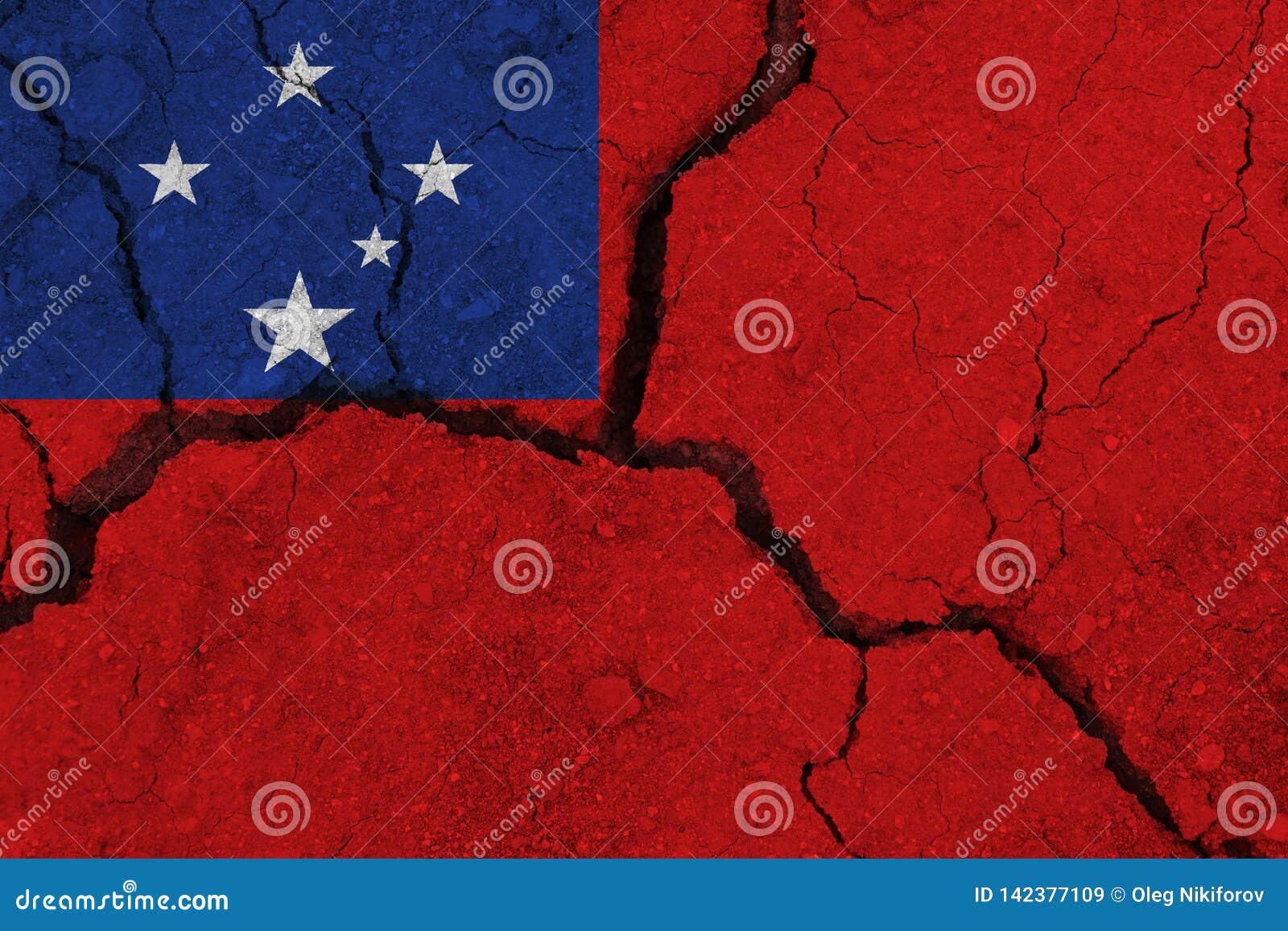 Samoa Flag on the Cracked Earth Stock Image - Image of banner ...