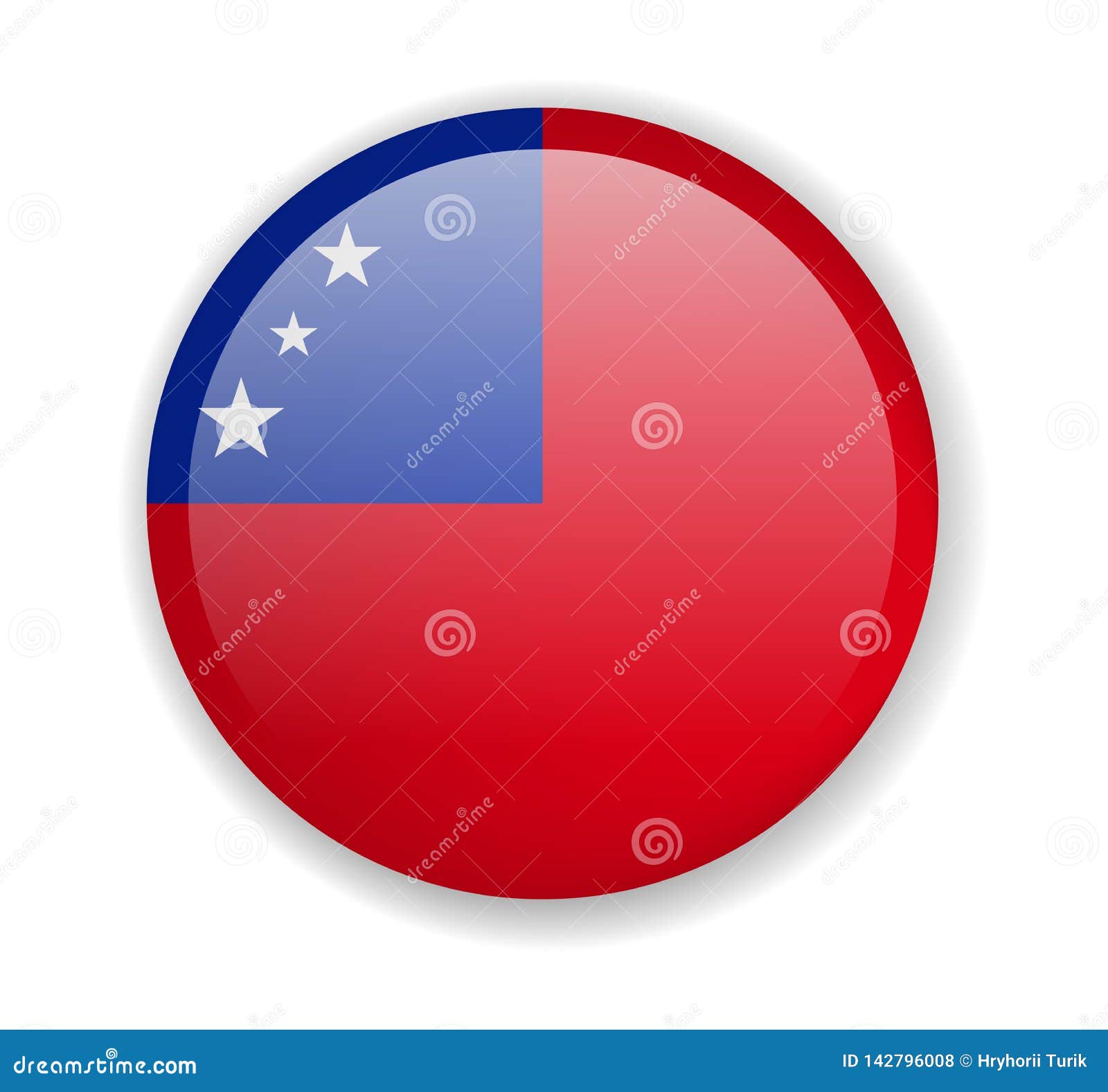 Samoa Flag Round Bright Icon on a White Background Stock Illustration ...