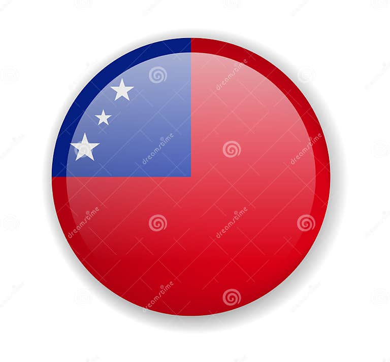 Samoa Flag Round Bright Icon on a White Background Stock Illustration ...