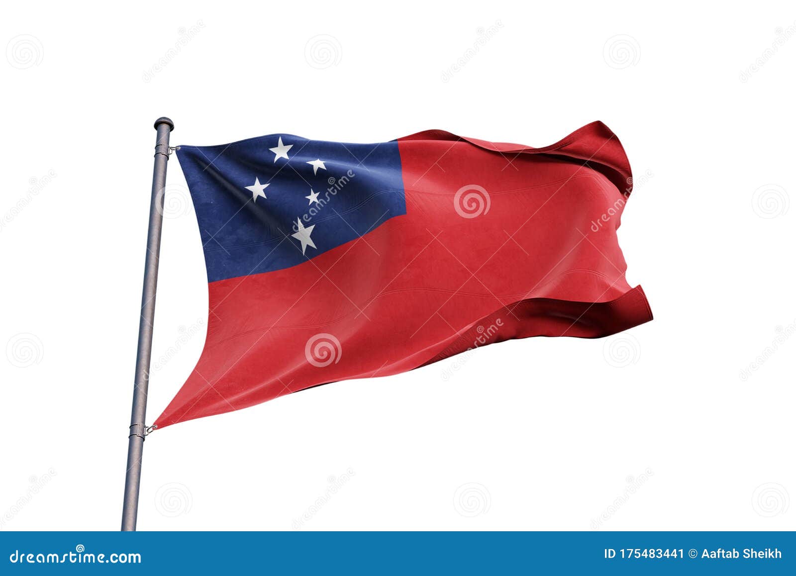 Samoa Flag Waving on White Background, Close Up, Isolated â€“ 3D ...