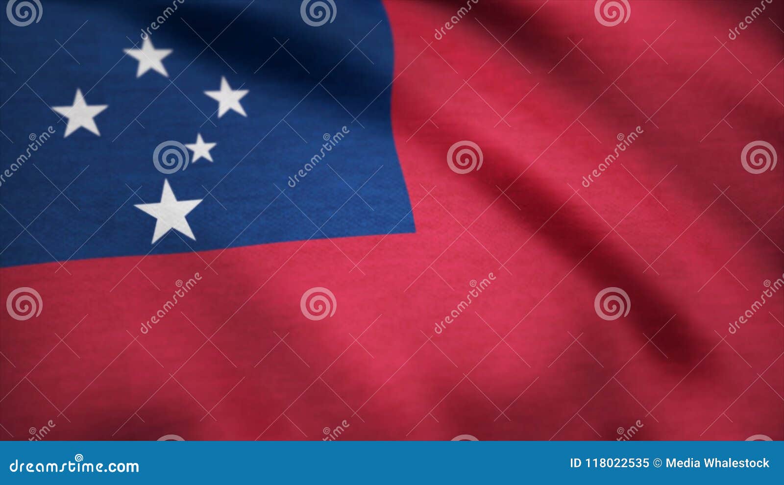 Samoa Flag Waving in the Wind. Background with Rough Textile Texture ...