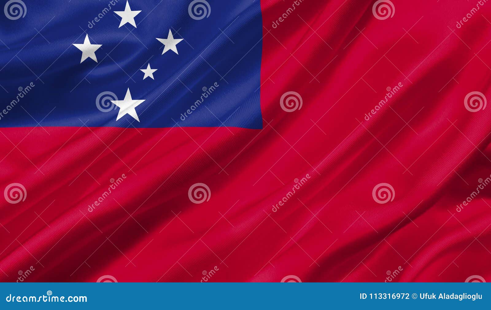 Samoa Flag Waving with the Wind, 3D Illustration. Stock Illustration ...