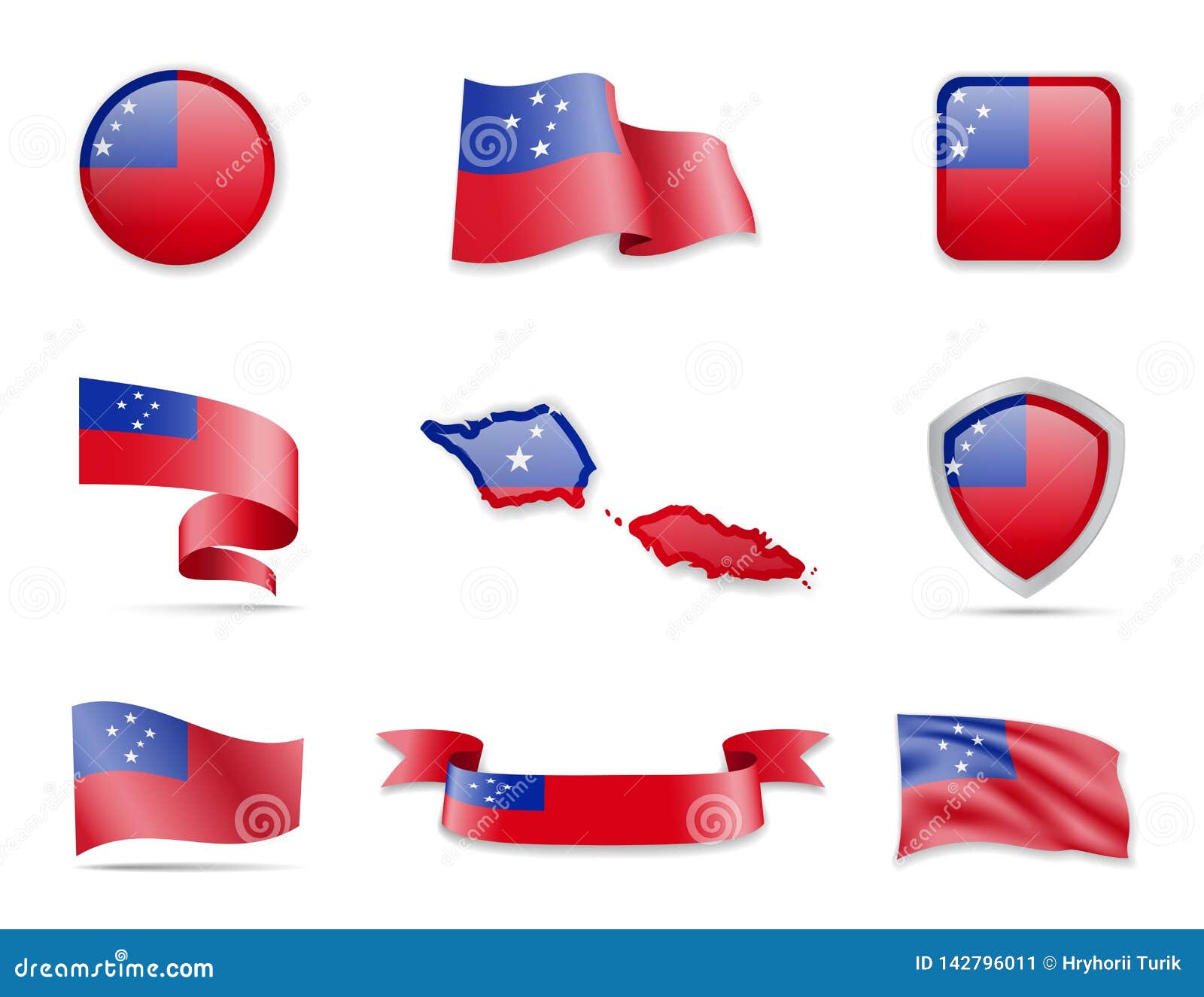 Samoa Flags Collection. Vector Illustration Set Flags and Outline of ...