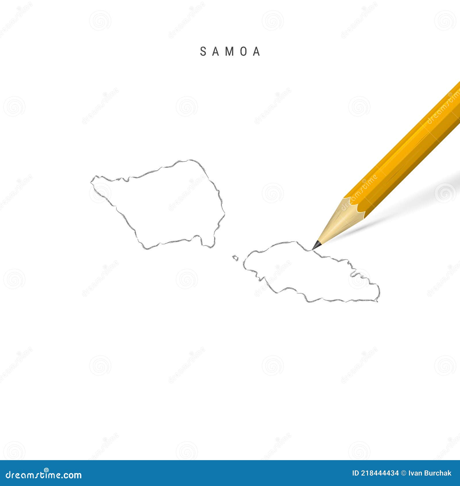 Samoa Freehand Pencil Sketch Outline Vector Map Isolated on White ...