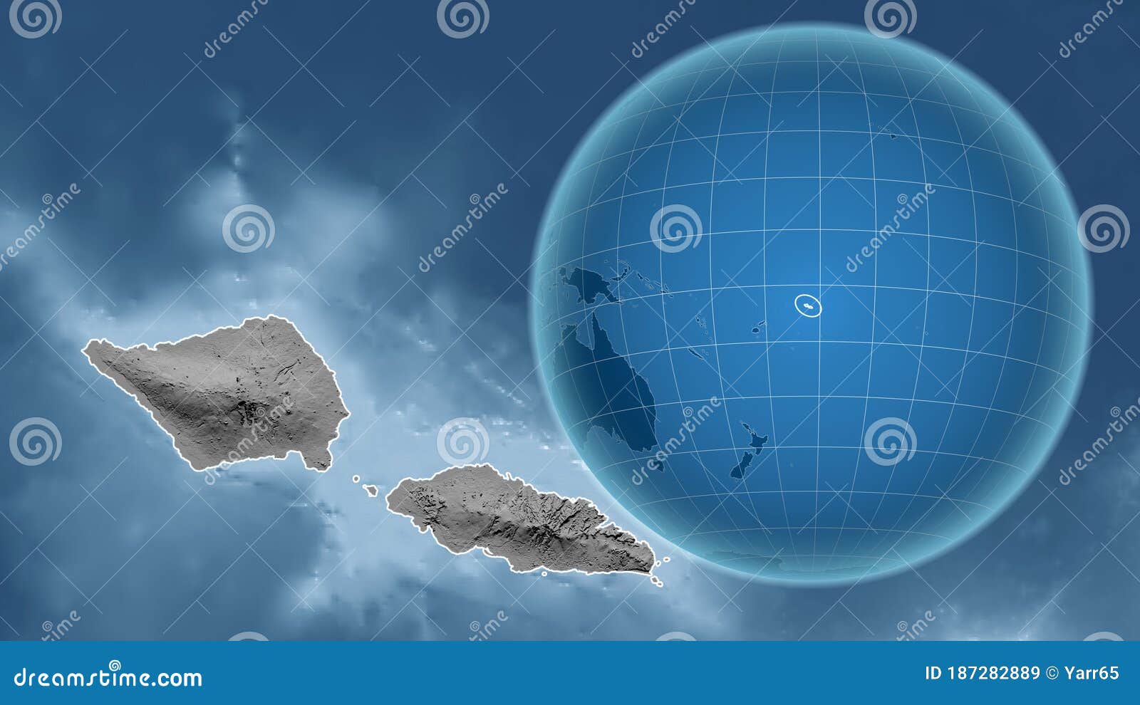 Samoa - Grayscale. Country and Globe, Composition Stock Illustration ...