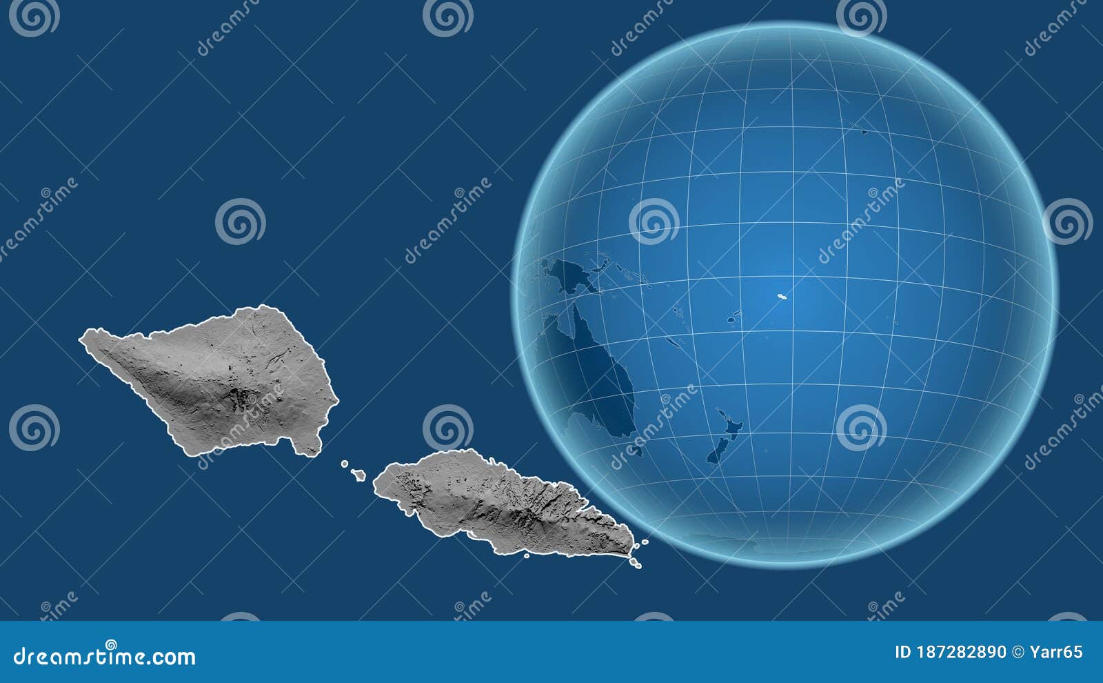 Samoa - Grayscale. Country and Globe, Isolated Stock Illustration ...