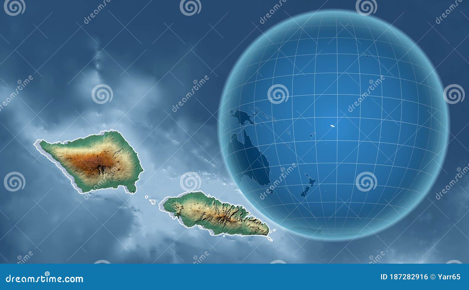 Samoa - Relief. Country and Globe, Composition Stock Illustration ...