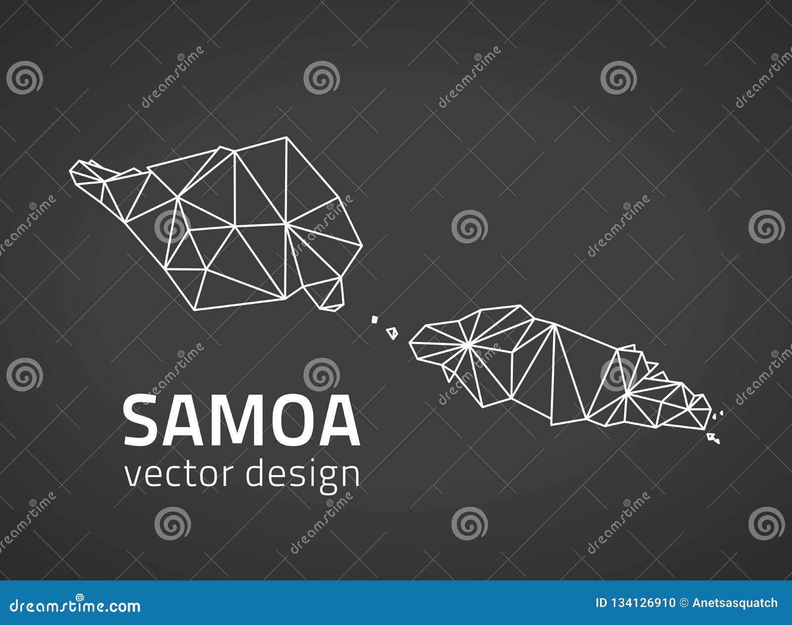 Samoa Triangle Graphic Grey and Silver Vector Perspective Polygonal Map ...