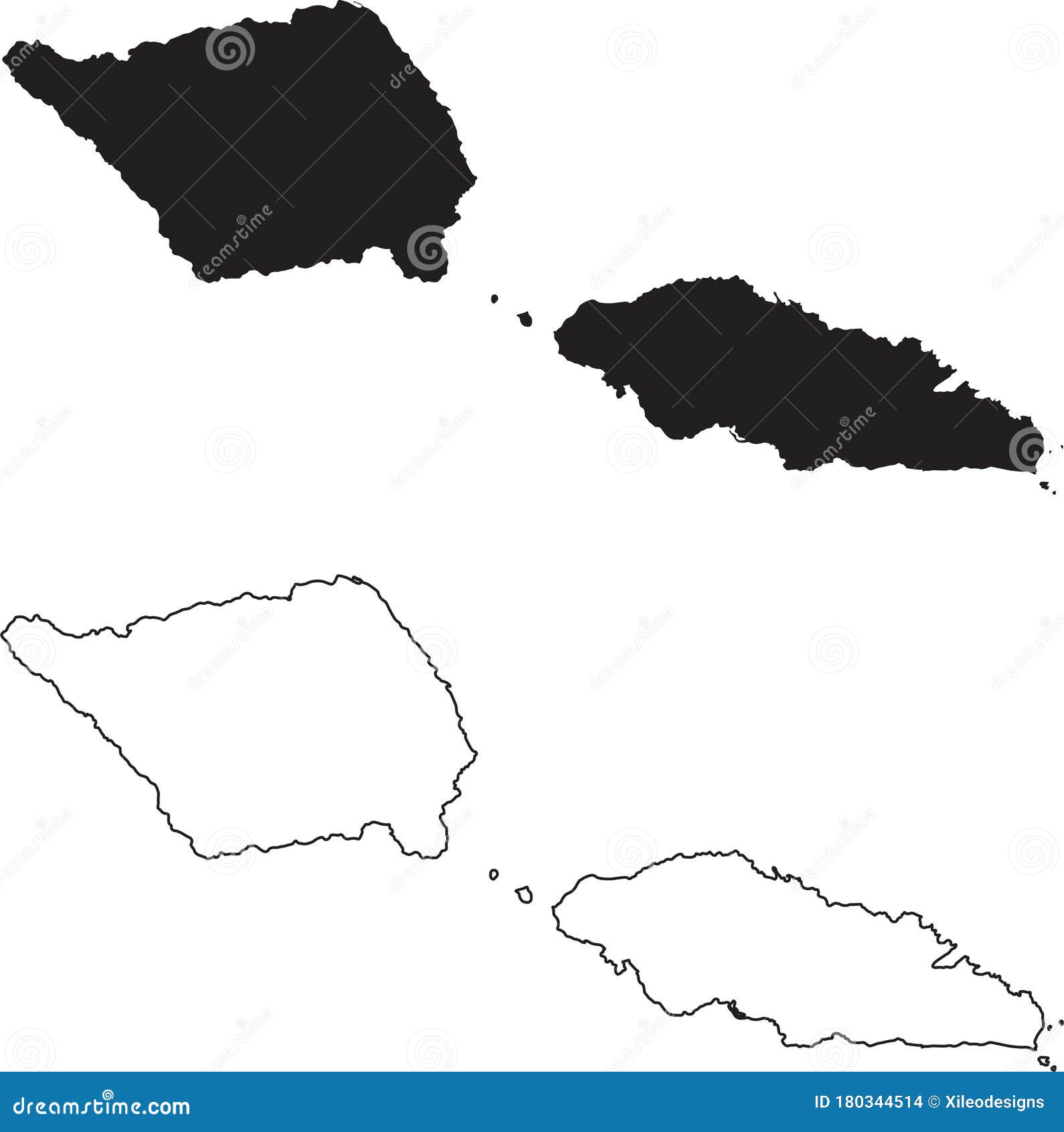 Samoa Map. Black Silhouette Country Map Isolated on White Background ...
