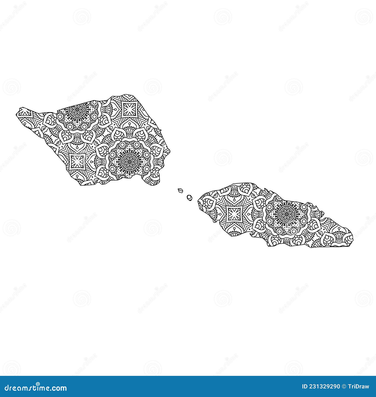 Samoa Map with Mandala Design Stock Vector - Illustration of country ...